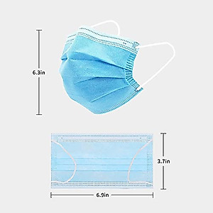 100 PCS (2-Box) 3-PLY Blue Disposable Safety Earloop Face Masks for Adults,High Ventilation 3-Layer(1xMelt-Blown,2xNon-Woven,Single General Use at Home/Office/School