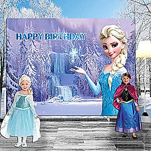 Frozen-Backdrop for Girls Birthday Party,7 x 5ft Elsa Photo Background Wall Decorations Vinyl Photography Supplies for Kids Boys Toddlers