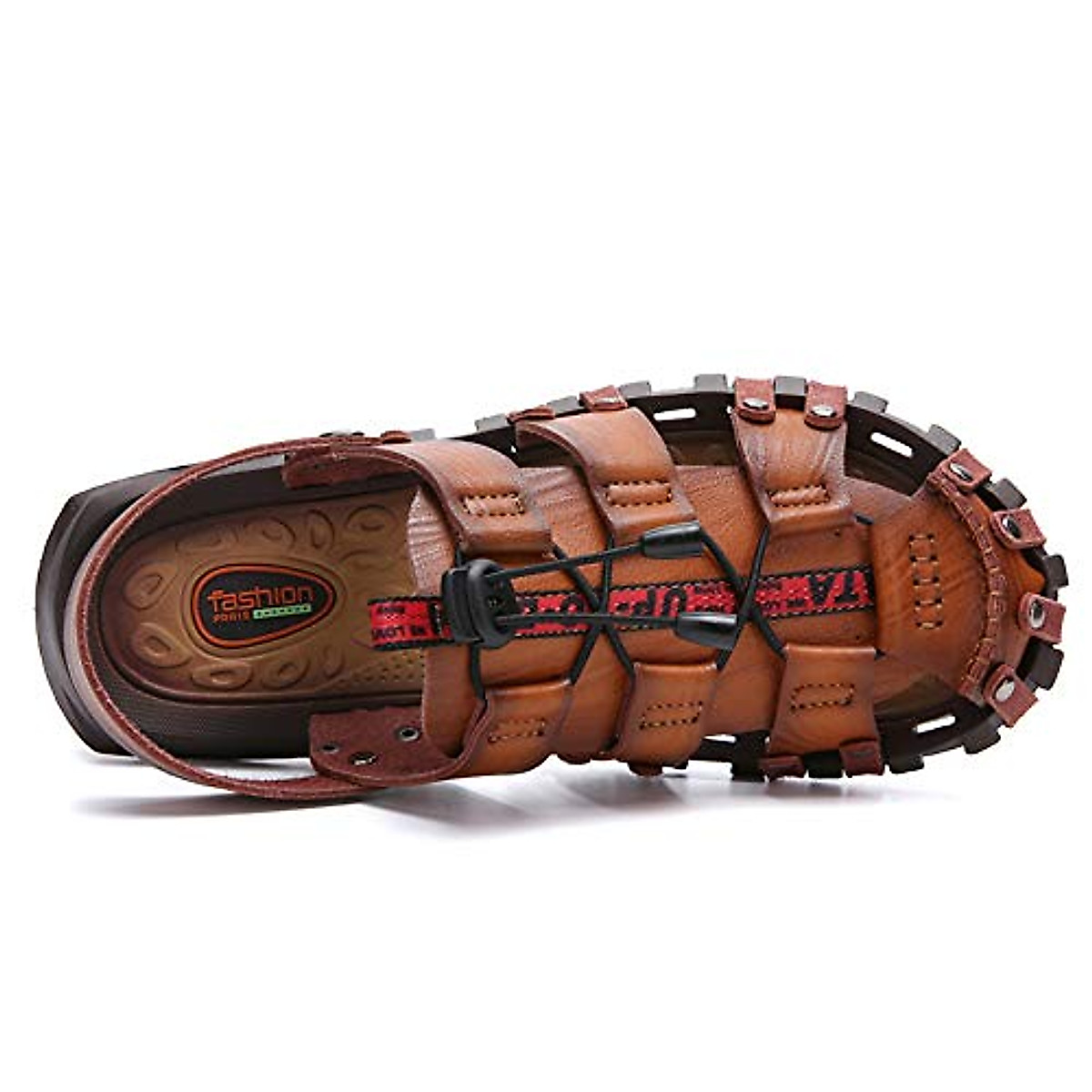 CEKU Men's Outdoor Casual Beach Sports Hiking Summer Closed Toe Slippers Sandals Fisherman Athletic Shoes Brown 10.5 D(M) US 45