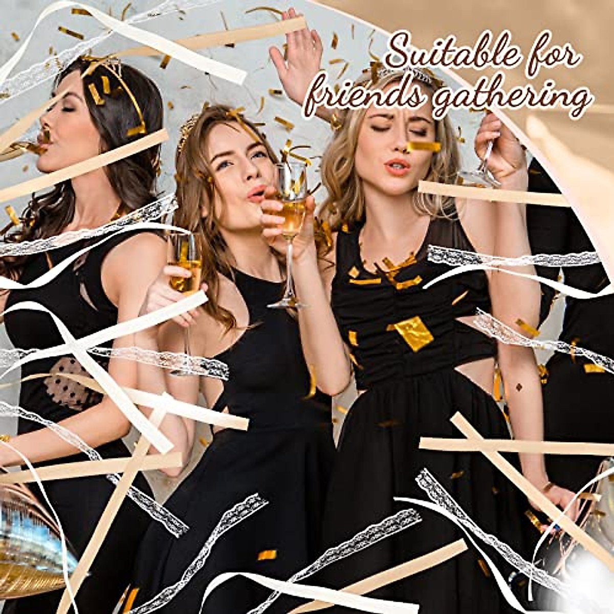 150 Pcs Lace Ribbon Stick Wands Wedding Wand Streamers with Bell Silk Ribbon Fairy Wand Wedding Send Off Streamer for Wedding Party Favors Baby Shower Holiday Celebration (Champagne, Beige)