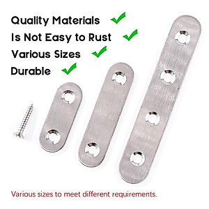 Glarks 35-Pieces 1.6 inch/ 2.4 inch/ 4 inch Stainless Steel Flat Straight Brace Brackets Mending Joining Plates Repair Fixing Bracket Connector and 80pcs Screws Set, Total 115pcs, Silver