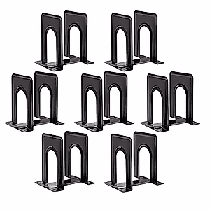 HappyHapi Book Ends Metal Bookends for Shelves,14 Pcs Book End to Hold Books Heavy Duty,Black Non-Skid Bookend,Book Holder Stopper for Shelf Office Home,6.5 x 5.7 x 4.9"(7 Pairs, Large)