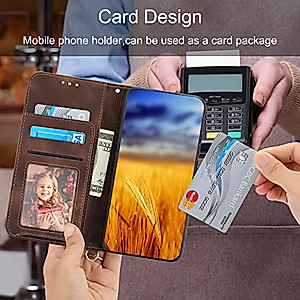 ONV Case for Oppo A17 4G - Flower Embossed Flip Phone Case Card Holder Magnet with Lanyard PU Leather + Soft Shell Wallet Cover for Oppo A17 4G [DEF] -Brown