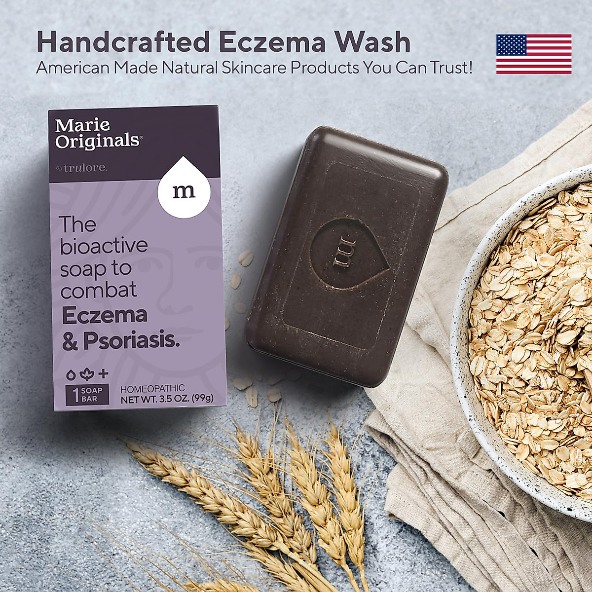 Marie Originals Eczema Face Soap Body Wash Bar – All Natural Psoriasis, Dermatitis Treatment for Dry Itchy Flaky Skin Relief – Gentle Detoxifying, Healing, Anti-Itch, Cleansing Skincare (Pack of 1)