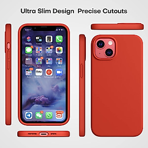 CellEver Heavy-Duty Silicone Case for iPhone 13 Mini - Two Shatterproof Glass Screen Protectors, Military Drop Protection, Scratch-Free Interior, Bright Red
