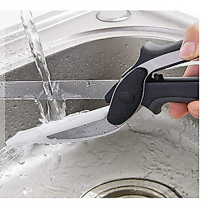Food Cutter Smart Scissors, Salad Chopper Scissors Vegetable Scissors with Built-in Cutting Board Easy Cutting Suitable for You and Your Friends
