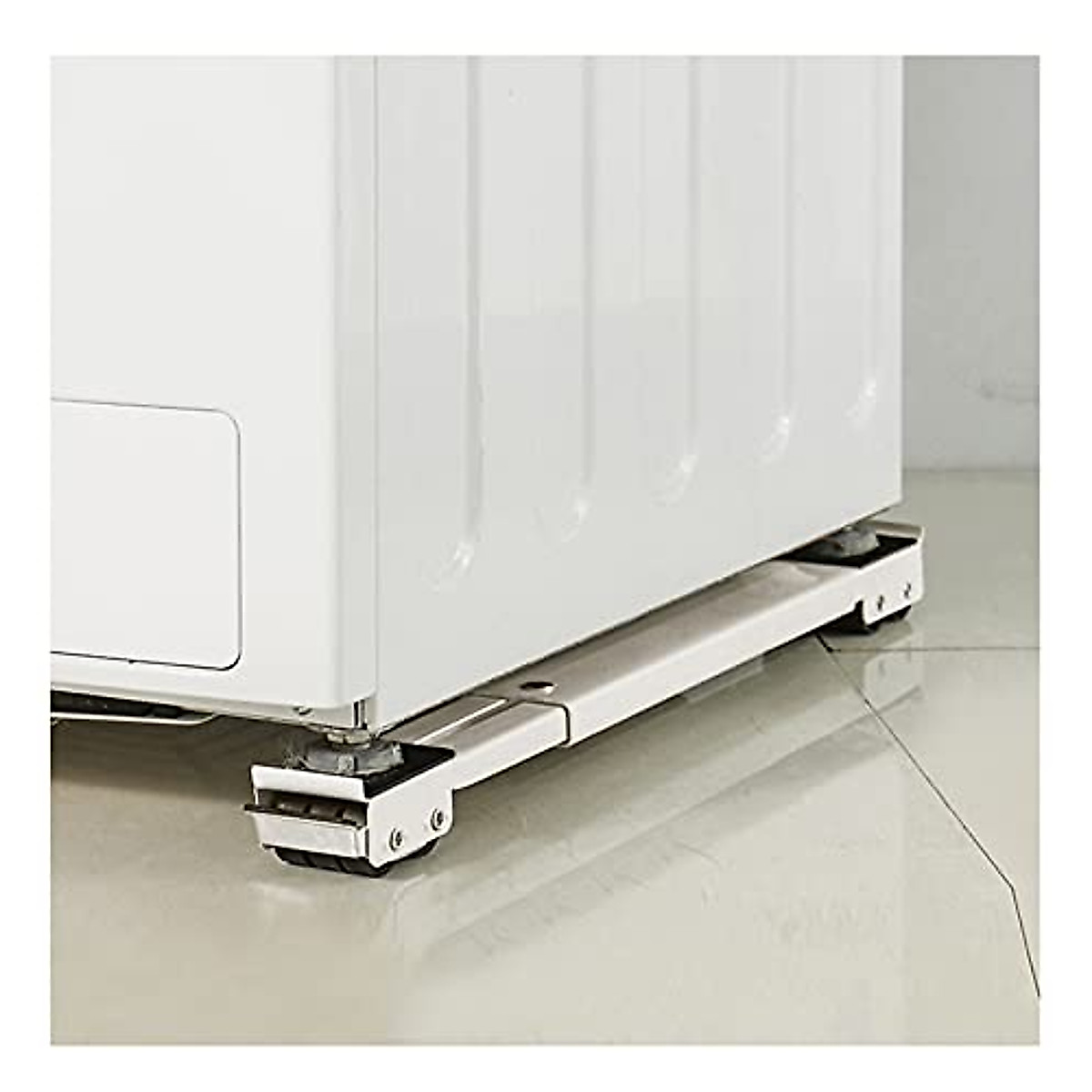 ASDQWER Two Adjustable Mobile Washing Machine Stand Base,with Telescopic,Furniture Dolly Stand with Brake,Non-Slip, with Wheels,Removable Washing Machine Rack,White