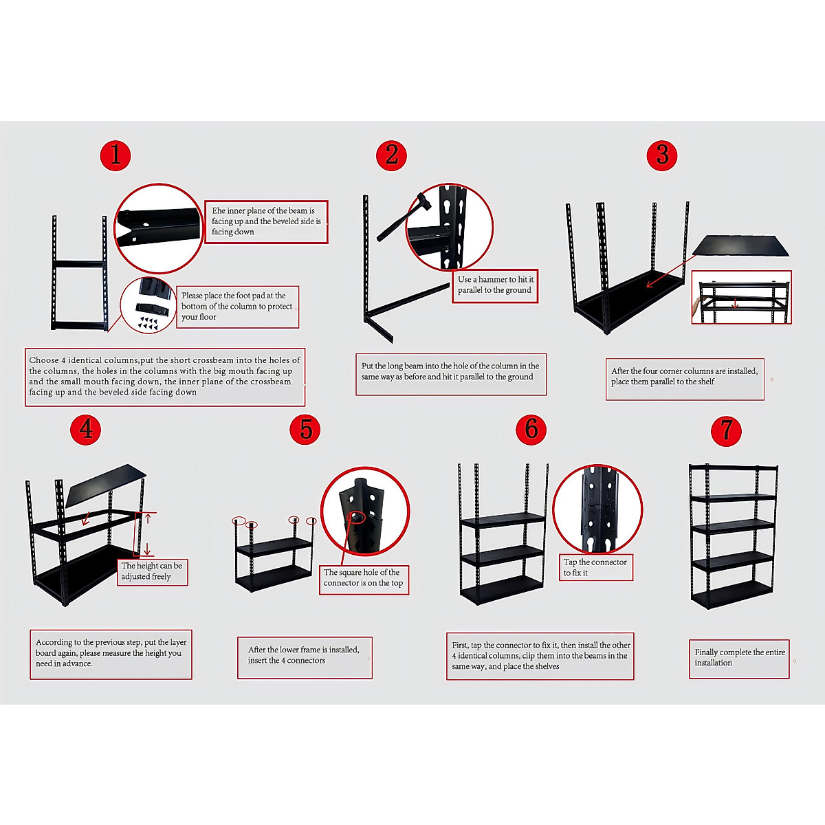 Qerfty 72" Garage Shelving, Garage Storage Shelving, Adjustable 5 Tier Unit Shelving, Heavy Duty Shelving Metal Shelving for Warehouse, Basement,Storage Shelf, 39.4" W * 15.7" D