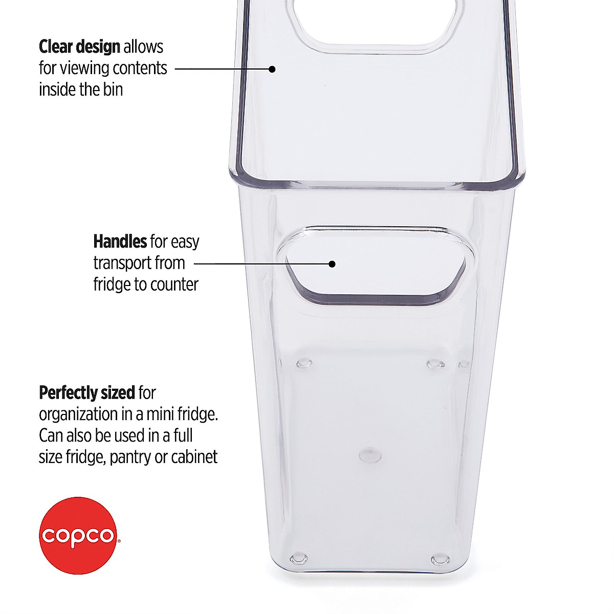 Copco Mini Tall Storage Bin, 5.5 x 3.5 x 7 Inch, Clear