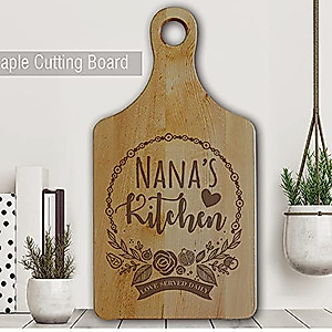Bella Busta- Nana's Kitchen- Grandma's Kitchen-Christmas, Mother's Day gift for Grandmother-Cutting Wood Board-Engraved Natural Wood (Nana's Kitchen)