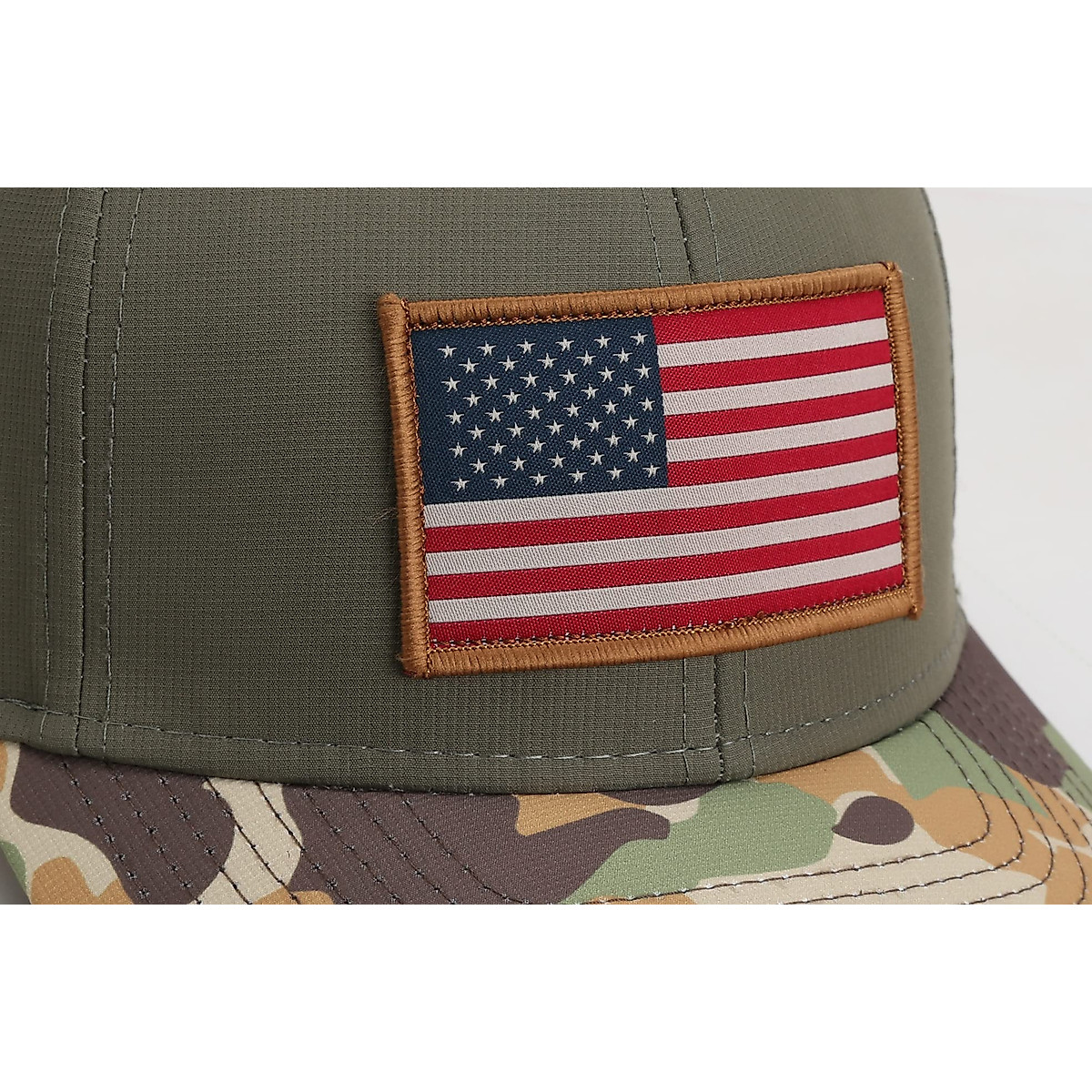 Paramount Outdoors American Flag Performance Ripstop American Fit US Patriotic Cap Fits Head Sizes MD - XX (Olive Throwback)