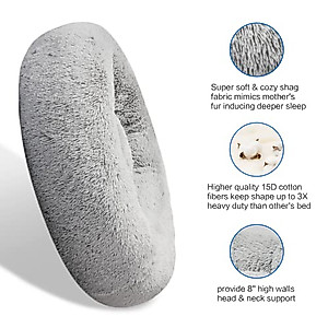 SAVFOX Plush Calming Dog Beds, Donut Dog Bed for Small Dogs, Medium, Large & X-Large, Comfy Cuddler Dog Bed and Cat Bed in Faux Fur, Washable Dog Bed, Multiple Sizes XS-XXL
