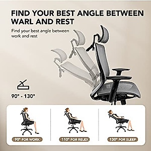 Ergonomic Office Chair Swivel Height Adjustable Computer Desk Chair Home Office Desk Chairs with Lumbar Support Gray