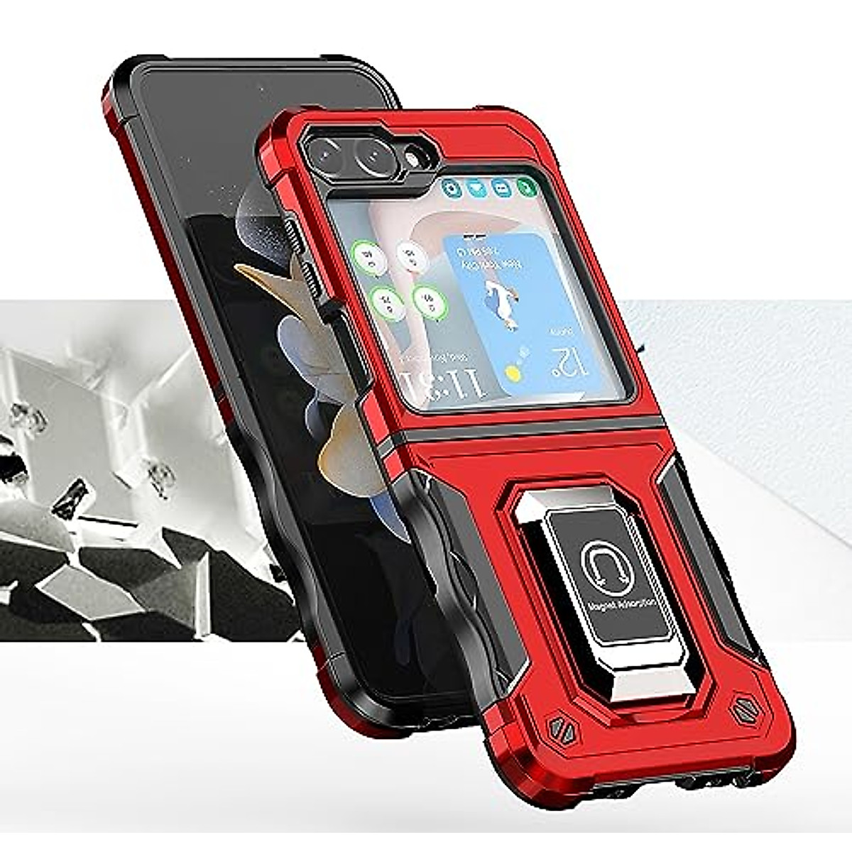 Phone case Compatible with Samsung Galaxy Z Flip 5 Case,Military Grade Drop Proof Protection Cover with 360° Rotation Kickstand Shockproof Dual-Layer Protection Phone Case Phone Protection (Color : V