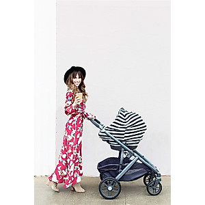 Itzy Ritzy 4-in-1 Nursing Cover, Car Seat Cover, Shopping Cart Cover and Infinity Scarf - Breathable, Multi-Use Mom Boss Breastfeeding Cover, Black & White Stripe (Pack of 2)