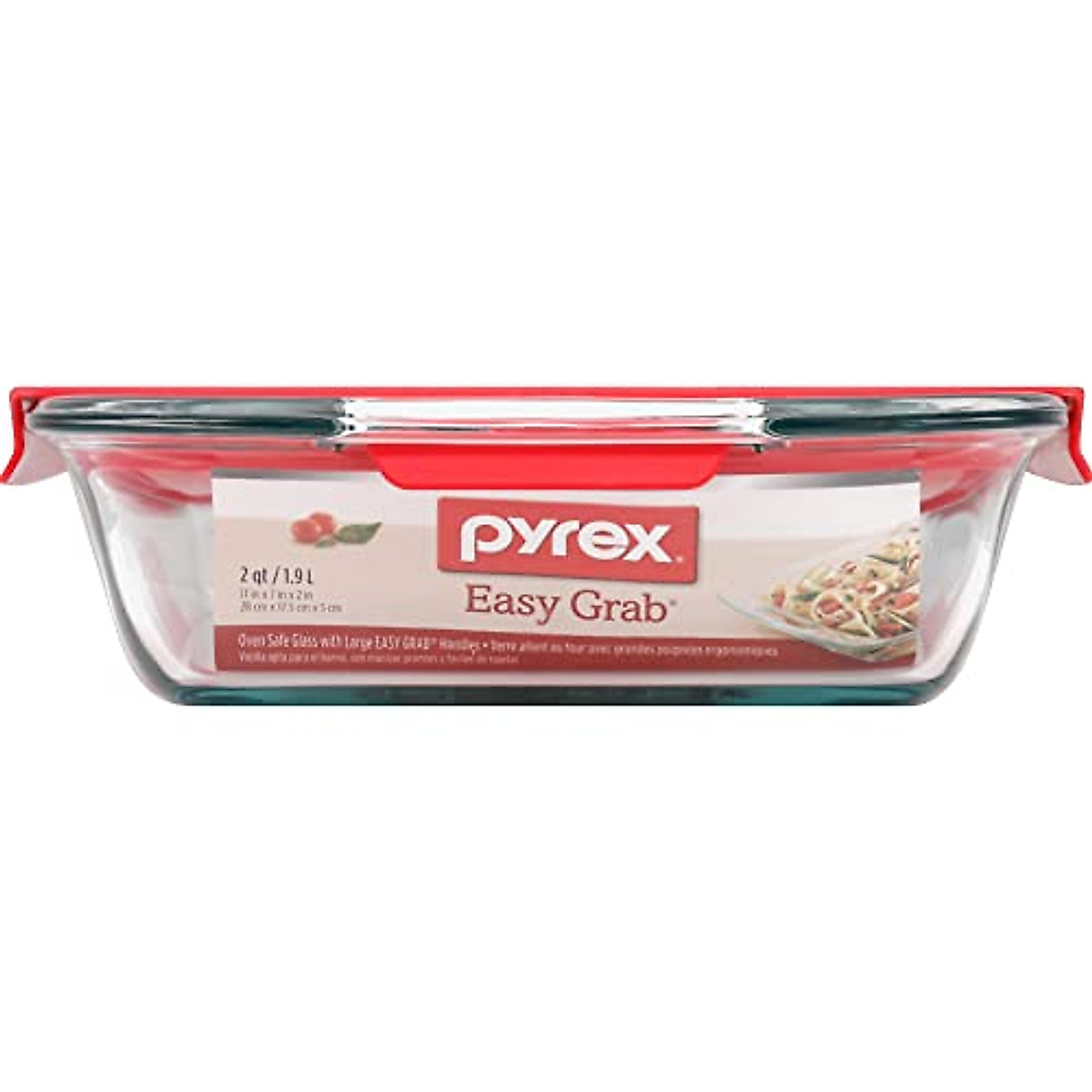 Pyrex Easy Grab 2-Qt Glass Baking Dish with Lid, Tempered Glass Baking Dish with Large Handles, Non-Toxic, BPA-Free Lid, Dishwashwer, Microwave, Freezer and Pre-Heated Oven Safe