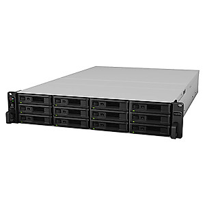 Synology RackStation RS3621RPxs NAS Server with Xeon 2.2GHz CPU, 64GB Memory, 192TB HDD Storage, 4 x 1GbE LAN Ports, Redundant Power, DSM Operating System Bundle with Rail kit