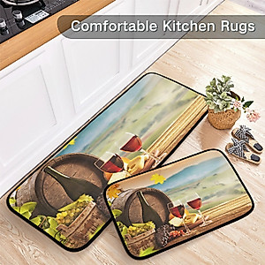 ZOEO Kitchen Mats Set of 2 Red Wine Farmhouse Grape Floor Rug Memory Foam Shower Runner Absorbent Non Slip Light for Home Hotel Door Laundry Thick Soft Washable