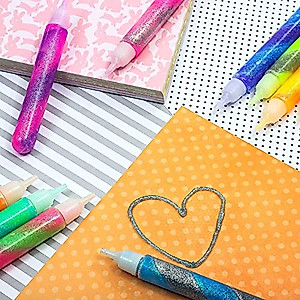 Glue with Glitter Gel Pens for Kids, Bulk Set, 12 Rainbow Swirl Colors (72 Pack)