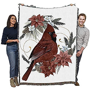 Pure Country Weavers Christmas Cardinal Blanket by Grace Popp - Gift Tapestry Throw Woven from Cotton - Made in The USA (72x54)