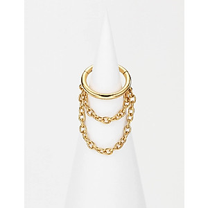 FANSING 16g Gold Plated Surgical Steel Cartilage Earrings Hoop 8mm Helix Piercing Jewelry with Double Chains 5/16" Cartilage Hoop 16 Gauge