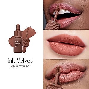 Peripera Ink the Velvet Lip Tint, High Pigment Color, Longwear, Weightless, Not Animal Tested, Gluten-Free, Paraben-Free (023 NUTTY NUDE)