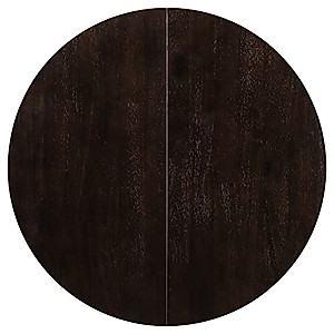 Polibi Farmhouse Wooden Round Extendable Dining Table with 16" Leaf Wood Kitchen Table, Espresso