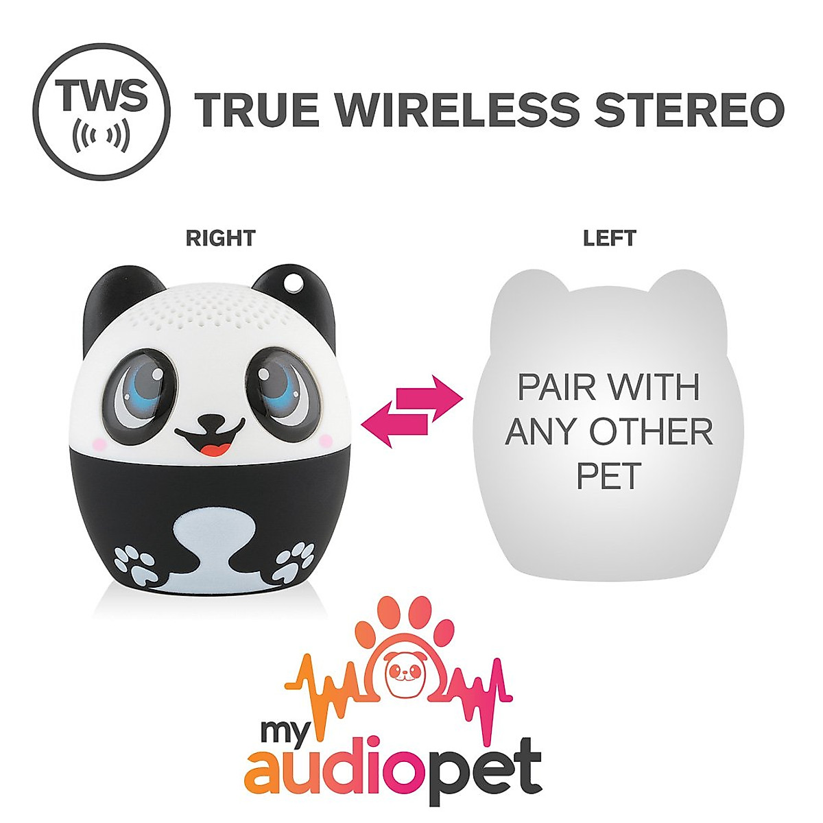 My Audio Pet Mini Bluetooth Animal Wireless Speaker for Kids of All Ages - True Wireless Stereo – Pair with Another TWS Pet for Powerful Rich Room-Filling Sound (Pandamonium)