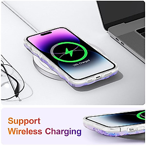 EYZUTAK Case for iPhone 13 Pro Max, Colorful Retro Oil Painting Printed Flower Laser Glossy Pattern Cute Curly Wave Edge Exquisite Phone Cover Stylish Durable TPU Protective Case for Girl Women-Purple