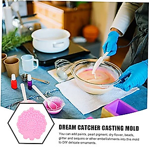5pcs Dream Catcher Stencil Mini Silicone Molds Circle Tray Resin Molds Necklace Pendant Silicon Molds Silicone Jewelry Pendant Molds Dreamcatcher Charms Molds DIY Silicone Mold Set