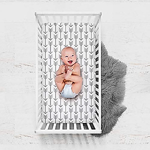 Crib Sheets for boy Girl - 100% Cotton Fitted Crib Sheet Set - Perfect for Baby Boys, Fits Standard Toddler Mattress (Gray Arrows)