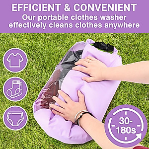 Travel Washing Machine & Retractable Clothesline - Hand Washing Machine & Portable Clothes Washer - Durable Travel Laundry Wash Bag & Camping Washing Machine - Portable Manual Clothes Washer