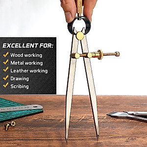 OSSIJAY 2 PCS Adjustable Lockable Spring Wing Divider Calipers, 6 Inch and 8 Inch Steel Leather Compass Creaser, Drafting Compass Tool for Woodworking, Metalworking, Geometry Drawing