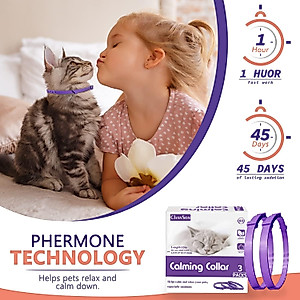 OCSOSO Calming Collar for Cats, Cat Calming Collar,Pheromone Collar Reduces Stress and Anxiety Calm Cats from Loud Noises, Separation, and Aggression Lasting 30days for Small and Medimu Cats 3Pack