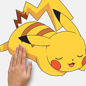 RoomMates RMK5335GM Pokemon Sleeping Pikachu Giant Peel and Stick Wall Decals, Yellow, red, Black, White
