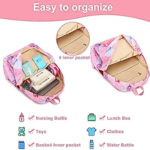 School Backpack for Teen Girls Bookbags Elementary High School Marble Laptop Bags Women Travel Daypacks (Marble Pink)