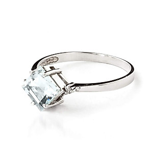 Galaxy Gold GG 1.77 Carat 14k Solid White Gold Ring with Natural Diamonds and Aquamarine - Size 7
