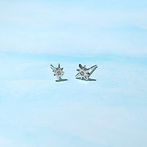 Boma Jewelry Sterling Silver Starburst Mismatched Stud Earrings with Cubic Zirconia