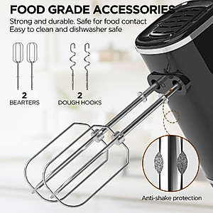 LINKChef Electric Hand Mixer, 450W Handheld Mixer with Whisk, Dough Hook and Storage Base, 5-Speed Turbo Kitchen Mixer Blender for Baking, Cakes, Eggs, Cream, Brownies