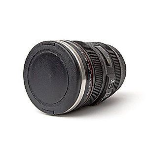 STRATA CUPS Camera Lens Coffee Mug -13.5oz, SUPER BUNDLE! (2 LIDS + SPOON) Stainless Steel Thermos, Sealed & Retractable Lids! Photographer Camera Mug, Travel Coffee Cup, Coffee Mugs for Men, Women