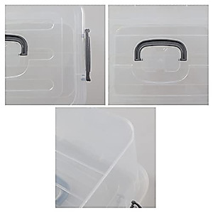 Fiazony 8 L Plastic Clear Storage Box, 2-Pack Storage Latch Box with Lid