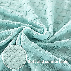 Jacquard High Stretch Sofa Slipcover, Thick Soft Sofa Slipcover Furniture Protector Washable for Living Room Pets Cat Dog-Blue-4 Seater