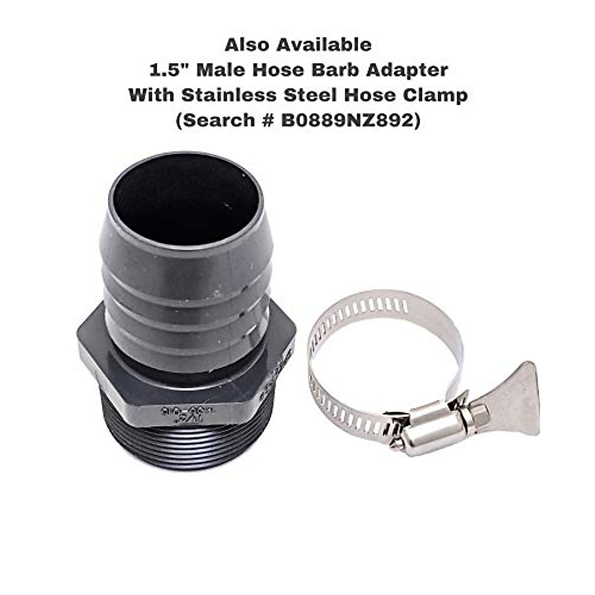 Van Enterprises PVC Garden Hose Adapter (Male 1.5" NPT x 3/4" GHT) for Sump Pump and Pool Pump Hose Adapter