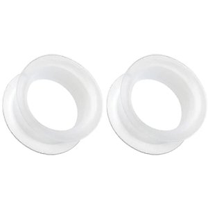 Pair 0g (8MM) CLEAR SILICONE EYELET TUNNELS Double Flare Gauges Thin Soft Flexible Flesh Plugs (2pcs)
