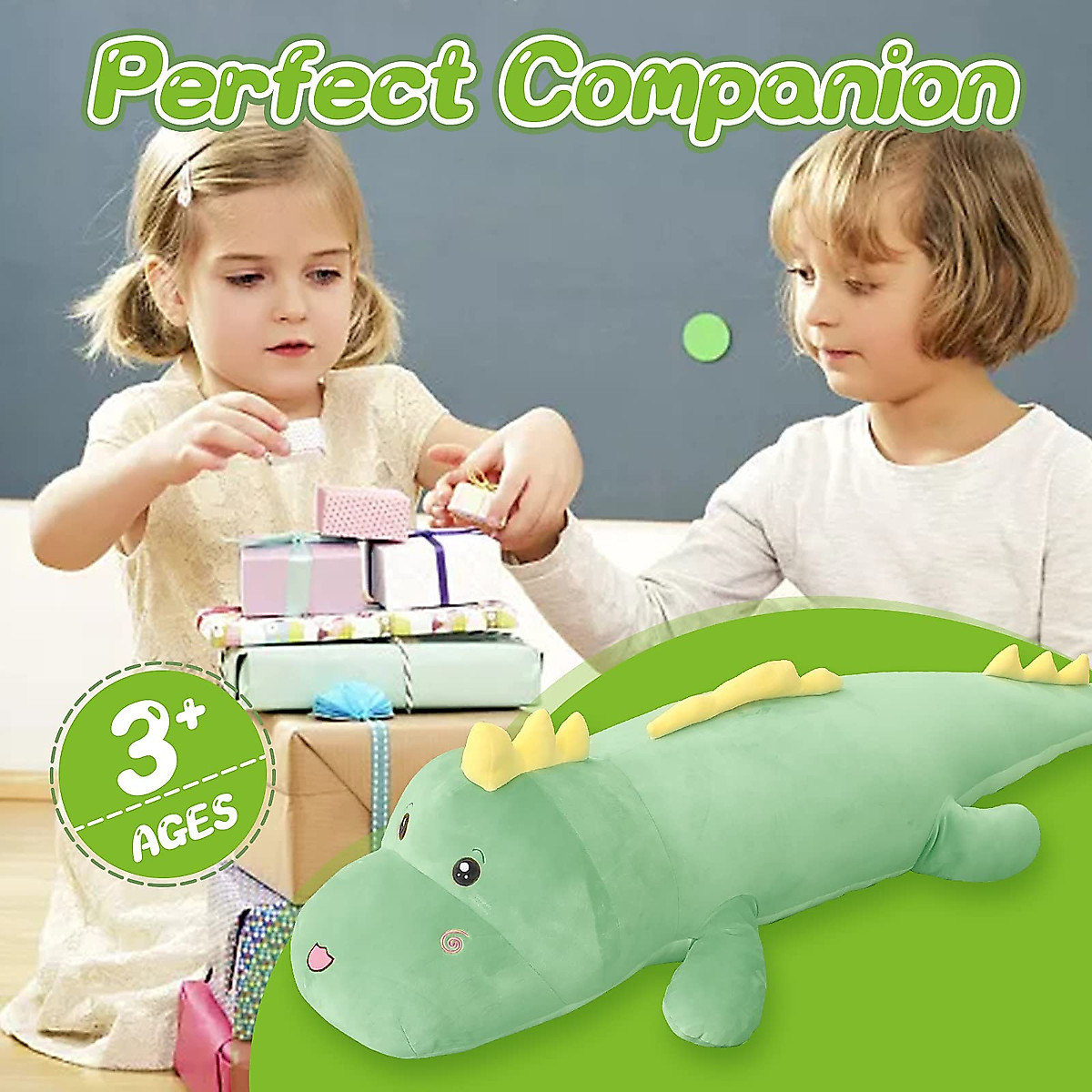 32" Giant Dinosaurs Plush Toy Pillow, Cute Dinosaur Stuffed Animals Doll, Soft Back Cushion Big Dinosaur Plushies, Gift for Kids Boys Christmas, Birthdays, Valentines