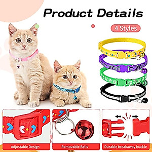 24 Pcs Puppy Collars for Litter Cat Collar with Bells Soft Nylon Whelping Puppy Collars Adjustable Reflective Cat Collar for Newborn Pets Dogs, Assorted Colors (Lovely Style)