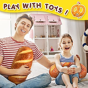 Yookeer 2 Pieces Jumbo 3D Simulation Bread Shape Pillow 16 Inch Butter Soft Lumbar Back Cushion Giant Bread Pillow Loaf Cute Food Plush Pillow Stuffed Food Pillows for Home Decor Office Decoration