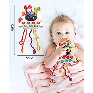 Montessori Toys for 1-3 Year Old, Silicone Pull String Activity Toys, Baby Sensory Toys with Rattle, Baby Travel Toys, Baby Teething Toys fine Motor Skills Toddler 18m+ Birthday Gift for Toddlers