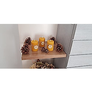 Hope&Need Beeswax Pillar Candles- 3 Pieces (2.8 inches x 2 inches) 0 Pure Bees Wax Candles for Home Decoration, Healthy and Natural Honeycomb, Hand-Rolled Beeswax Candle, No Chemicals, No Additives