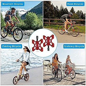 MALLLALA Mountain Bike Pedals,9/16" 3 Sealed Bearing Aluminum Alloy Bicycle Pedals, Bicycle Flat Pedals for BMX Bike,Road Bike, Butterfly Shape Design,16 Hexagonal Non-Slip Studs